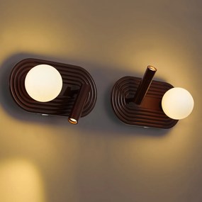 Sada 2 retro nástěnných svítidel hnědých vč. 3-stupňové stmívatelné LED a USB-C - Lila