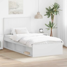 Rám postele s čelo Bílá 100 x 200 cm Masivní borové dřevo 3411046