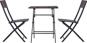 Outsunny polyratanový bistro set pro 2 osoby, ratanový zahradní nábytek, hnědý, ideální na balkon a terasu | Aosom.de