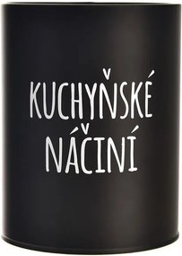 Kulatá plechová dóza KUCHYŇSKÉ NÁČINÍ Black