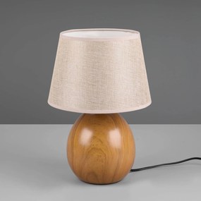 Stolní lampa Loxur výška 35cm béžová/vzhled dřevo