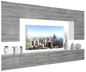 Obývací stěna Belini Premium Full Version  šedý antracit Glamour Wood + LED osvětlení Nexum 33