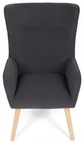 Křeslo ušák potah šedá manšestrová látka dřevěné nohy masiv AK-314 GREY2