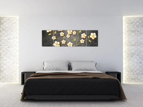 Obraz - Zlatý keř v černém pozadí (170x50 cm)
