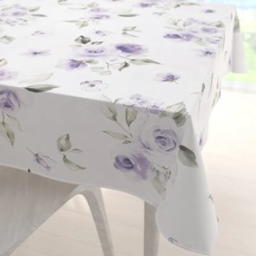 Biante Teflonový čtvercový ubrus TF-024 Fialové růže na bílém 50x50 cm