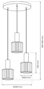 Závěsné svítidlo Cristal, 3x transparentní křišťálové stínítko, b/g, o