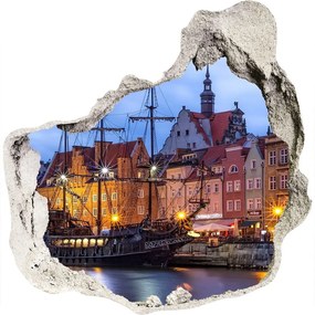 Wallmuralia Díra 3D ve zdi nálepka Gdaňsk Polsko 75x75 cm