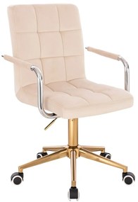 LuxuryForm Židle VERONA VELUR na zlaté podstavě s kolečky - krémová