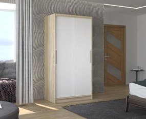 Šatní skříň s posuvnými dveřmi Collin - 100 cm Barva: Sonoma/Bílá