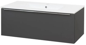 Mereo Mereo, Mailo, koupelnová skříňka s keramickým umyvadlem 101 cm, bílá, dub, antracit, CN537