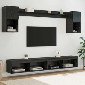 TV nástěnné jednotky s LED 6 ks Černý dub Kompozitní dřevo 3402957