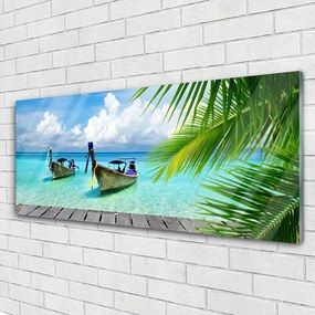 akrylový obraz Loďky Moře Krajina 125x50 cm