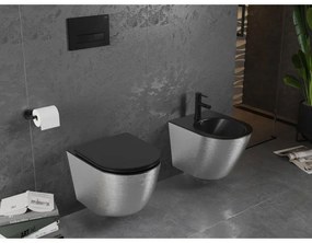 Mexen Lena, závěsný bidet 480x370x325 mm, černá matná - stříbrný vzor, 35224873