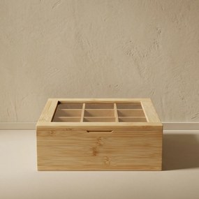 Bambusová krabička na čaj NOVE, 9 přihrádek