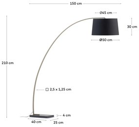 Černá stojací lampa s konstrukcí ve zlaté barvě Kave Home Chop