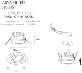 Maxlight H0098 ARYA TILTED Zápustné svítidlo stmívatelné, bílé