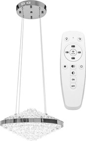 Toolight - Křišťálová závěsná lampa APP774-1CP + dálkové ovládání, chromová, OSW-05025