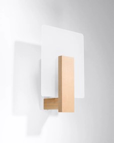 Nástěnné svítidlo Lappo, 1x mléčné skleněné stínítko, dřevo