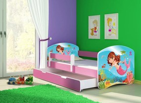 Dětská postel - Mořská víla 2 160x80 cm + šuplík růžová