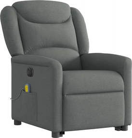 Elektrické zvedací masážní polohovací křeslo tmavě šedé textil 3303225