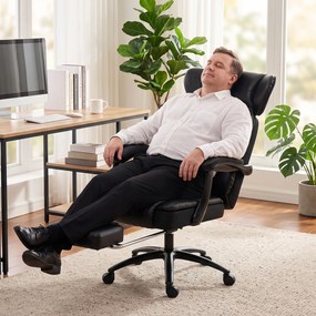 HOMCOM kancelářské křeslo XL s podnožkou a opěrkou hlavy, nosnost 225 kg
