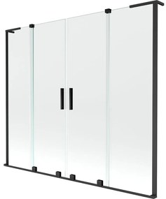 Mexen Velar L Duo vanová zástěna 2-křídlová posuvná 170 x 150 cm, transparentní, černá - 896-170-003-02-70