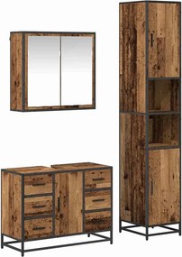 Sada koupelnového nábytku 3 ks Staré dřevo 80 x 33 x 60 cm 3402560