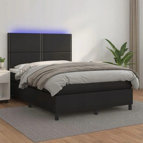 Fionshop 264251820 Box spring postel s matrací a Led černá 140 x 190 cm u