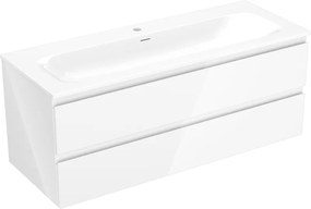 Mexen Orio, koupelnová skříňka 120 cm s umyvadlem Vela, 2 zásuvky, bílá lesklá, 91A10-12047-2-BFF00-W23M00