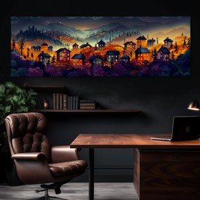 Obraz na plátně - Vesnice Oranjes v noci FeelHappy.cz Velikost obrazu: 240 x 80 cm