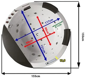 BPS-koupelny Hydromasážní vana HYD-DE916-155 155x155 s ohřevem vody