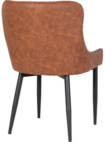 Nordic Living Hnědá koženková jídelní židle Leonie