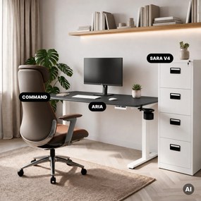 Elektrický stůl s nastavitelnou výškou ergonomický bílo-antracitový,1400x700 mm: ARIA