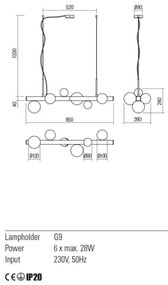 Redo 01-2374 - Lustr na lanku GOJI 6xG9/28W/230V zlatá