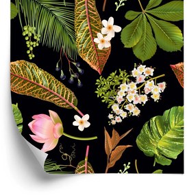 Tapeta Na Zeď Tropické Květiny Mezi Listy Vliesová tapeta 53x1000