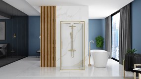 Rea Rapid Swing, 3-stěnový sprchový kout 90(dveře) x 100(stěna) x 195 cm, 6mm čiré sklo, zlatý matný profil, KPL-02522