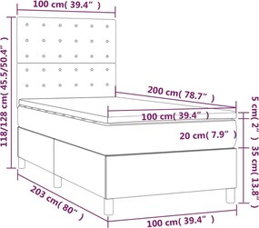 vidaXL Box spring postel s matrací 100x200 cm samet [3143248] Barva: Tmavě moddrá