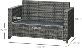 Outsunny Kovový a polyesterový povlak na polštář HOMCOM 130x70x80cm na terasu a balkon, odolný proti povětrnostním vlivům a pohodlný | Aosom.de