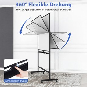 Costway Mobilní tabule oboustranná magnetická tabule se stojanem 2 nastavitelné
