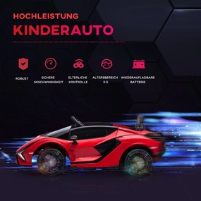 HOMCOM dětské auto 12V 2 jízdní režimy Lamborghini SIAN SUV auto na hraní elektrické auto s dálkovým ovládáním hudba (MP3/USB) světlo 37-60 měsíců ko…
