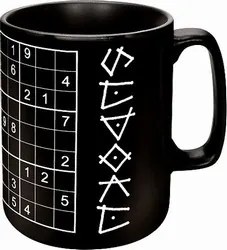 POPISOVACÍ ČERNÝ HRNEK - SUDOKU, 373ML