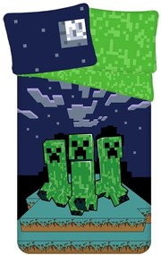Bavlněné povlečení Minecraft v zeleno-tmavě šedé barvě. Povlečení bavlna Minecraft Sssleep Tight 140x200, 70x90 cm