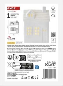 LED keramický domeček 18cm EMOS DCLW37 vnitřní použití teplá bílá 1xCR2032 časovač