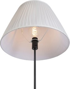 Stojací lampa černá s plisovaným stínítkem krémová 45 cm nastavitelná - Parte
