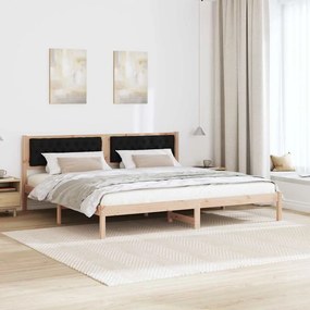Rám postele s čelo Černá 200 x 200 cm Masivní borové dřevo 3394235
