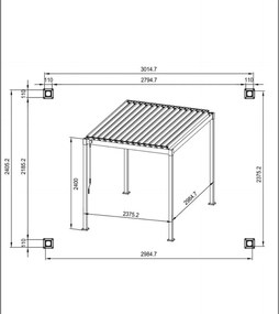 BIZZOTTO Světlá hliníková pergola s uzavíracími lamelami GARDA 3x2,4 m 0796084