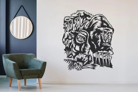 Lepy.cz Samolepka na zeď Gorily v lese Velikost (šířka x výška): 65x76cm, Barevná varianta: Jemná růžová