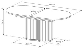 LOVI c | jídelní stůl rozkládací | 180x90 cm | dub cremona