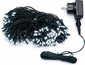 LED světelný řetěz, venkovní, 20 m, ledově bílá, 100 diod, černý kabel, IP44, vč. zdroje
