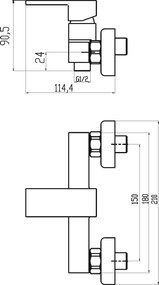Novaservis Titania Cube Sprchová nástěnná baterie bez příslušenství, chrom, 98860/1,0